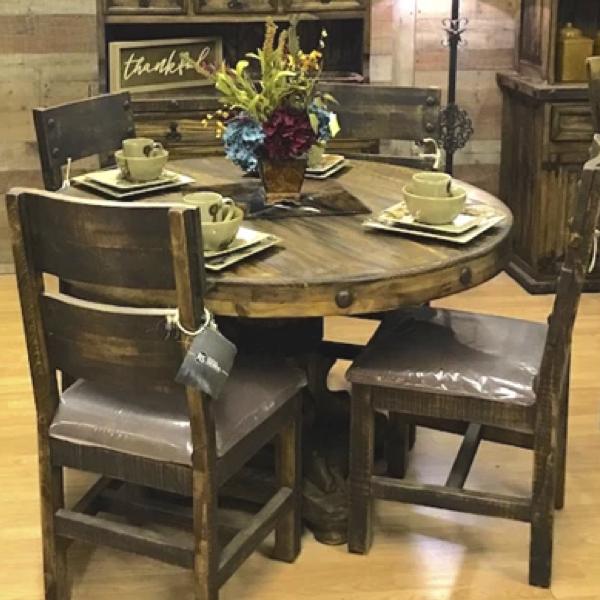 Ponderosa Round Dining Set 4State Rustic